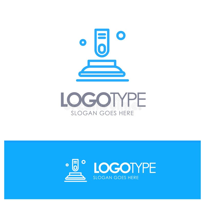 Press, Button, Finger, Start Blue OutLine Logo with Place for Tagline ...