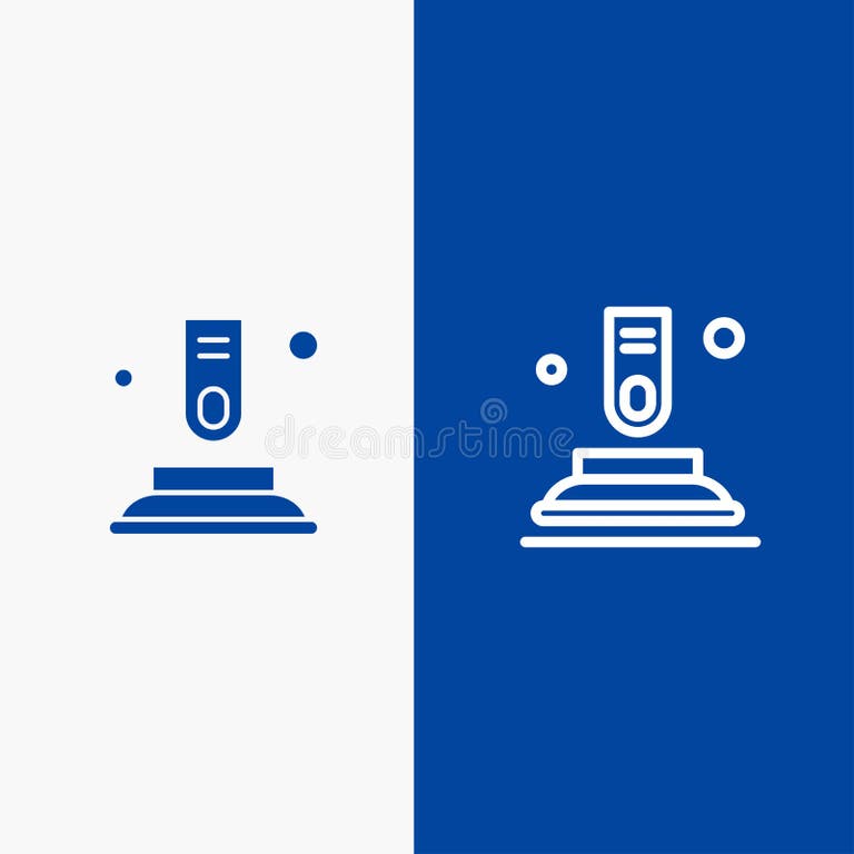 Press, Button, Finger, Start Line and Glyph Solid Icon Blue Banner Line ...