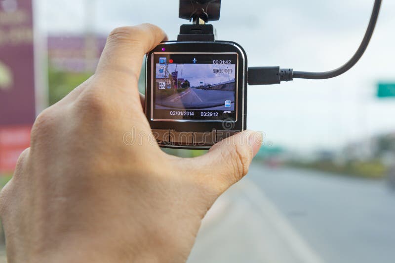 Press the Button of Front Camera Car Recorder Stock Photo - Image of ...
