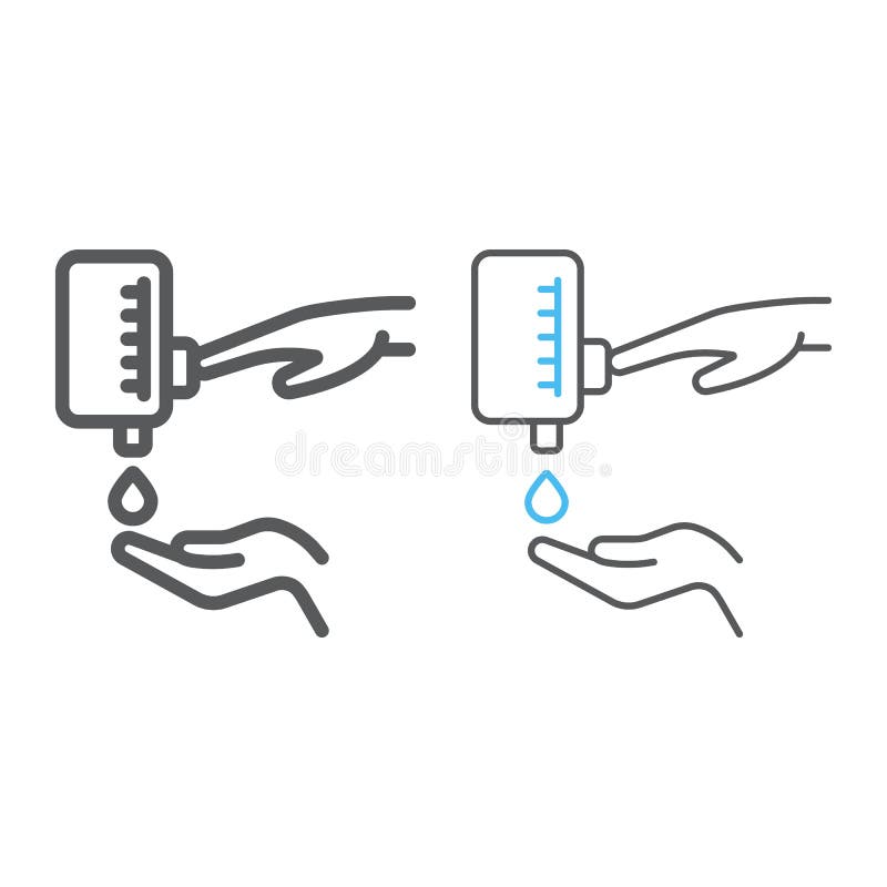 Press Button Hand To Pump Liquid Soap Line and Color Line Icon, Wash ...