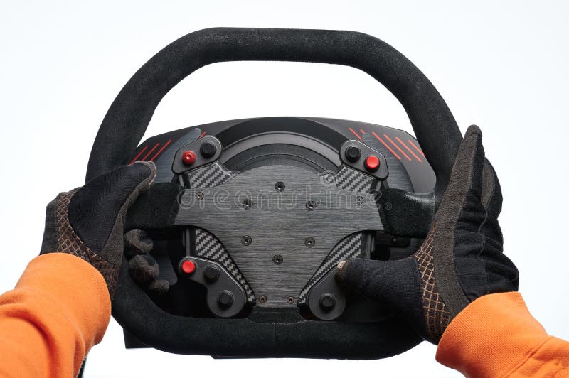 Press Button on Sport Steering Wheel Stock Photo - Image of hold, racer ...