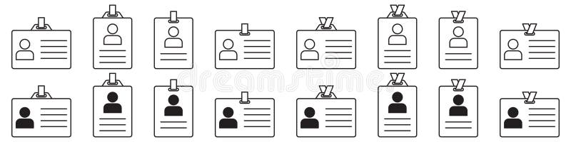 Press Card, Id Card Line Icon Set Stock Illustration - Illustration of ...