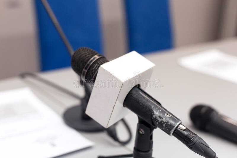 Press Conference Microphone Stock Photo - Image of relation, medium ...