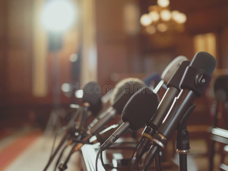 Press Conference Microphones Stock Image - Image of interview, event ...