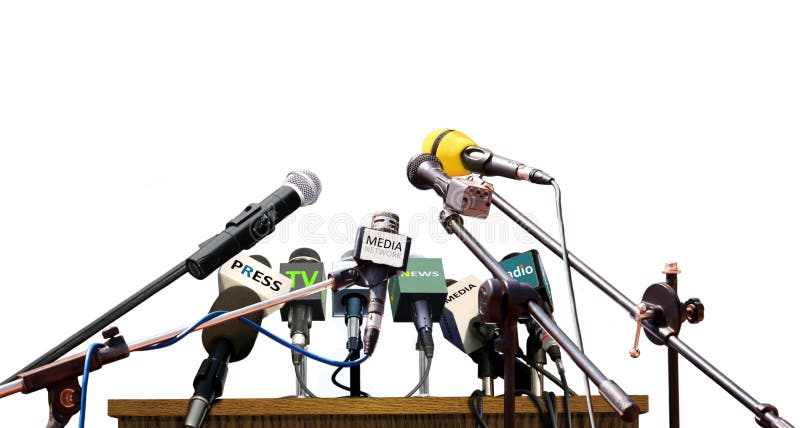 Press Media Conference Microphones Stock Image - Image of interview ...