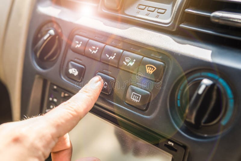 Press the Control Panel for the Air Inside the Car. Stock Image - Image ...