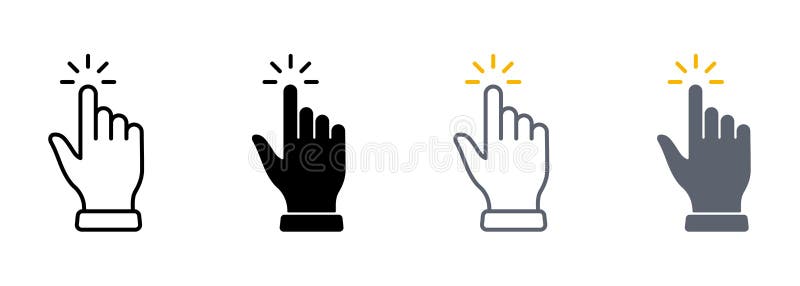 Press Gesture of Computer Mouse Line and Silhouette Color Icon Set ... Press Gesture of Computer Mouse Line and Silhouette Color Icon Set ...
