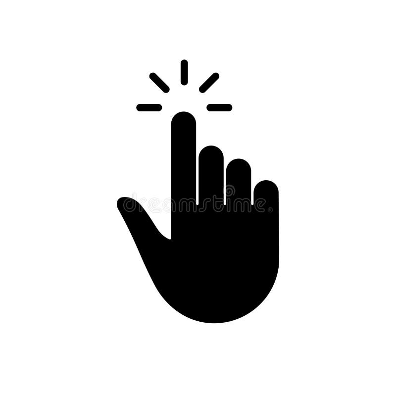 Press Gesture, Hand Cursor for Computer Mouse Black Silhouette Icon ...