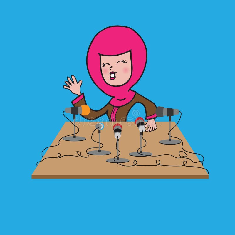 Press interview Arab woman stock illustration. Illustration of coverage ...
