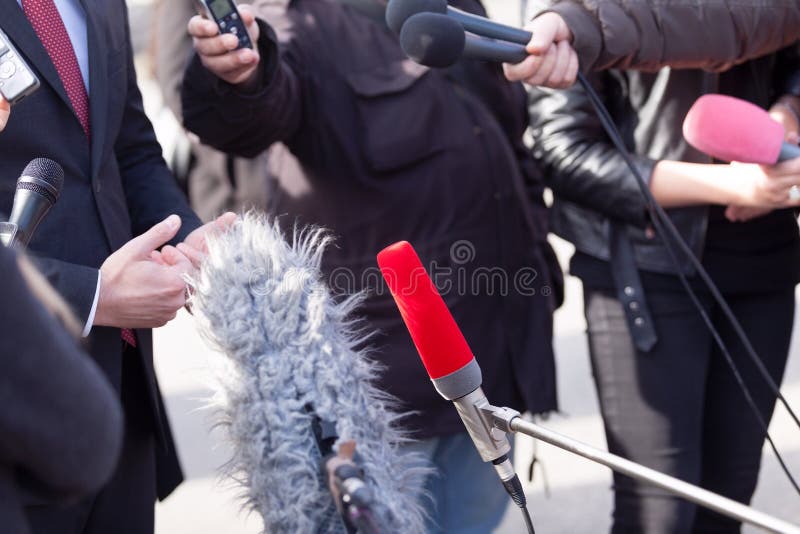 News Conference. Public Relations - PR. Media Interview. Stock Photo ...