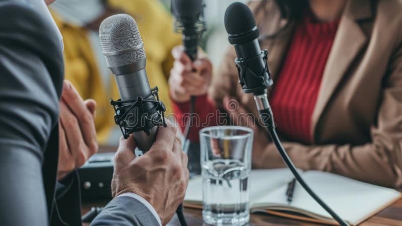 The Press Interview Table.AI Generated Image Stock Photo - Image of ...