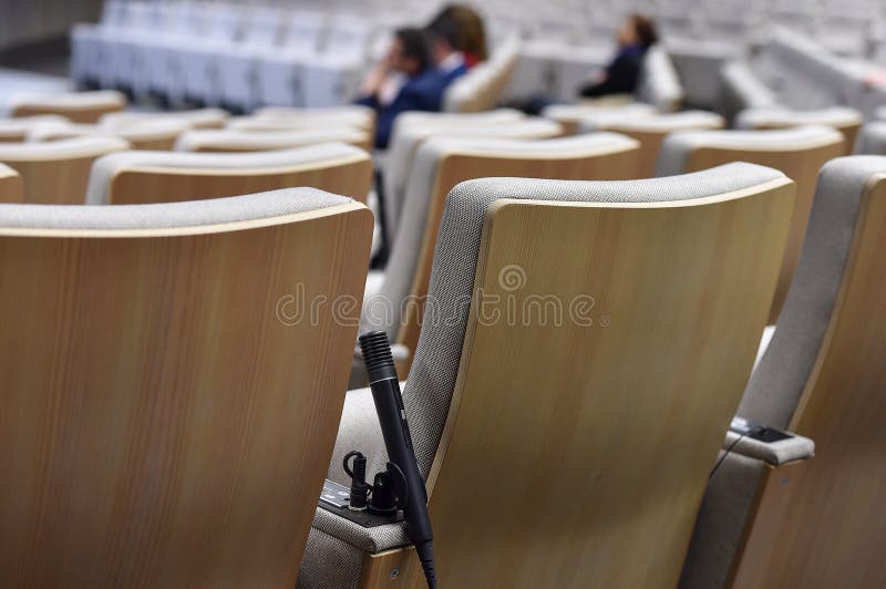Press Microphone in a Conference Room Stock Image - Image of meeting ...