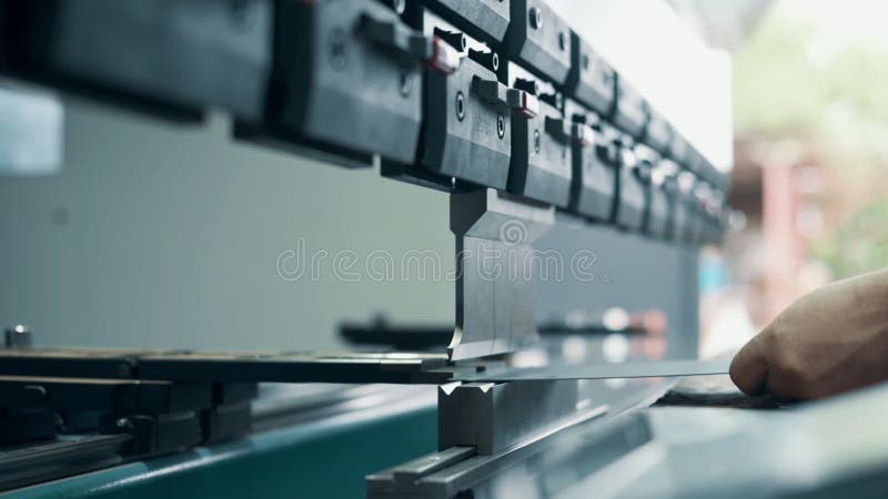 Press Operator Bending Sheet Metal. Stock Video - Video of factory ...
