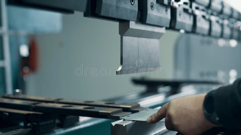 Press Operator Bending Sheet Metal. Stock Video - Video of factory ...