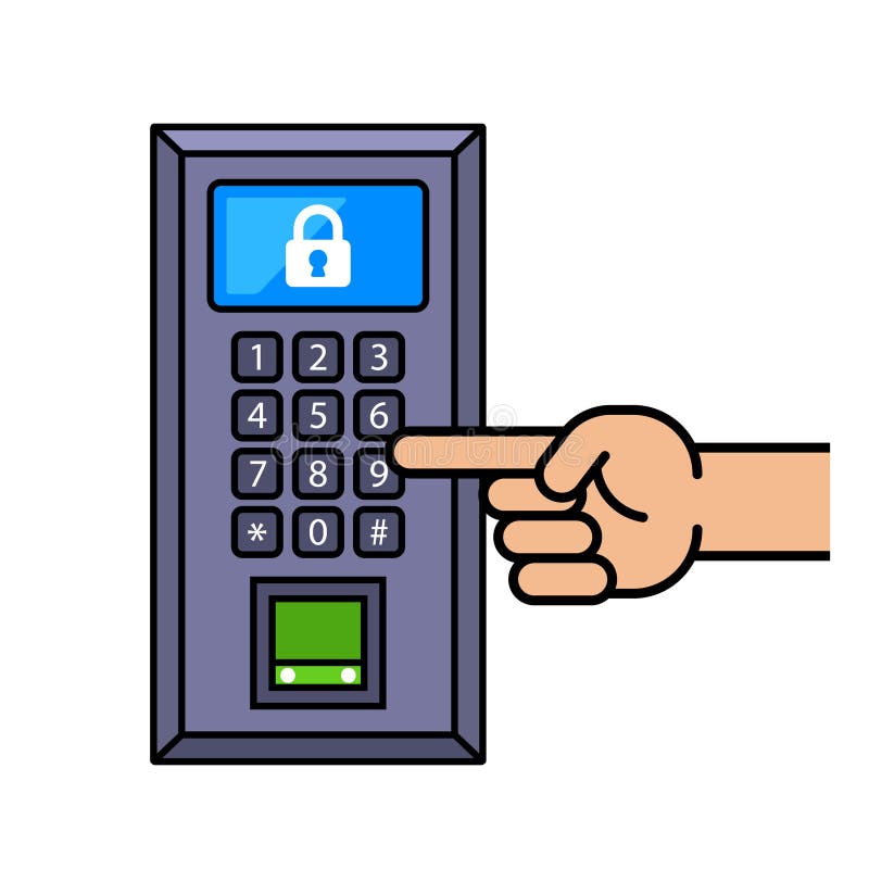 Press the Pin Code on the Door. Stock Vector - Illustration of ...