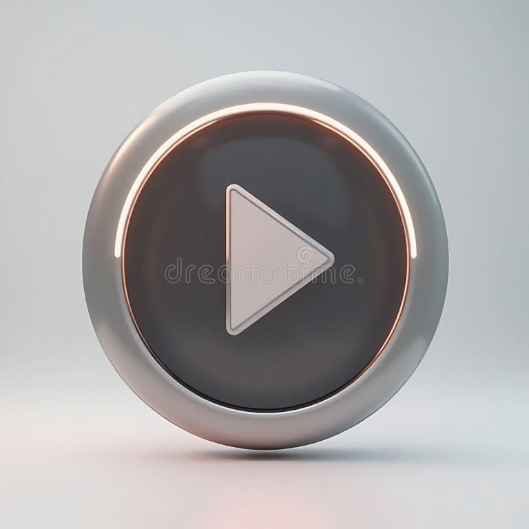 Press Play Button with Silver Frame and Modern Minimalist Design Stock ...