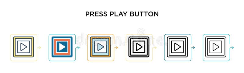 Press Play Button Vector Icon in 6 Different Modern Styles. Black, Two ...
