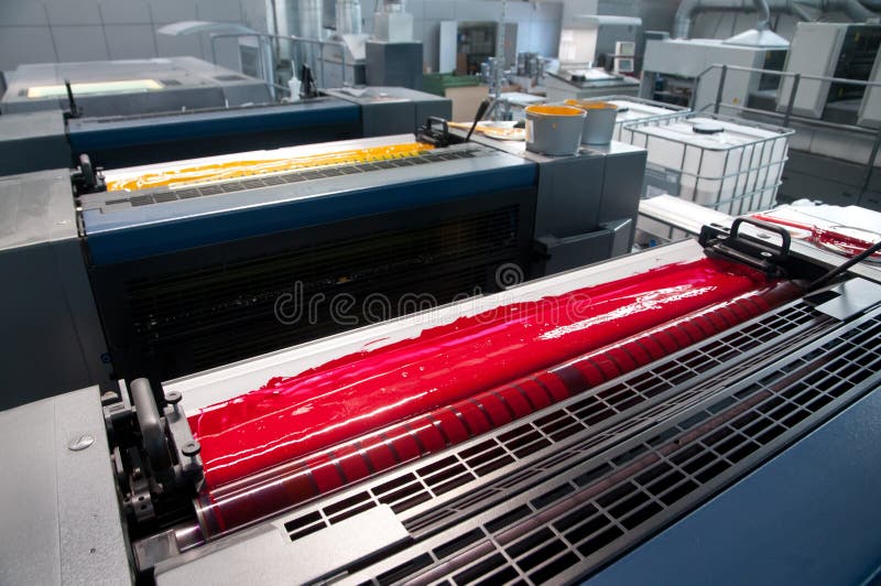 Ink Rollers on Offset Printing Machine Stock Image - Image of machine ...