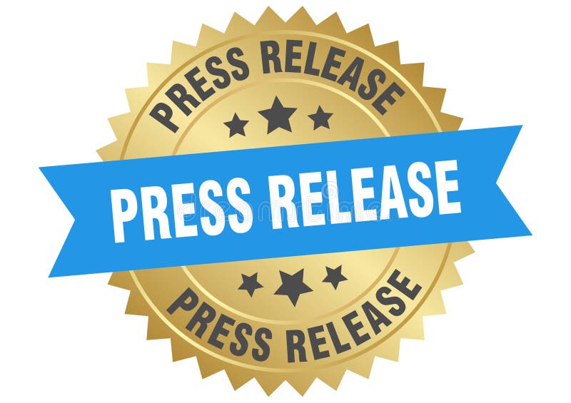 Press Release. Press Release Round Blue and Gold Label Isolated on ...