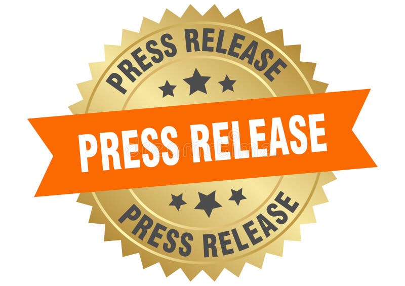 Press Release. Press Release Round Orange and Gold Label Isolated on ...