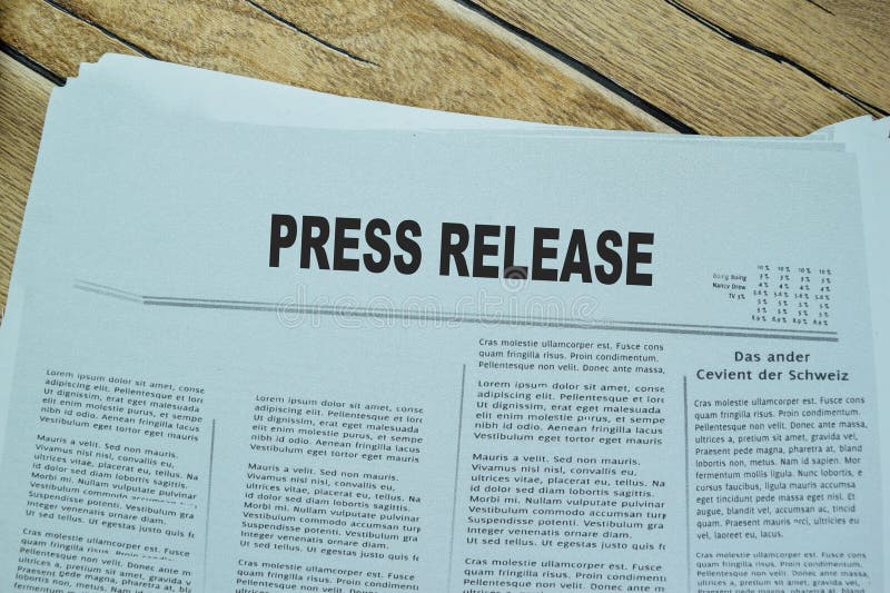 Press Release Text in Headline Isolated on Office Desk. Newspaper ...