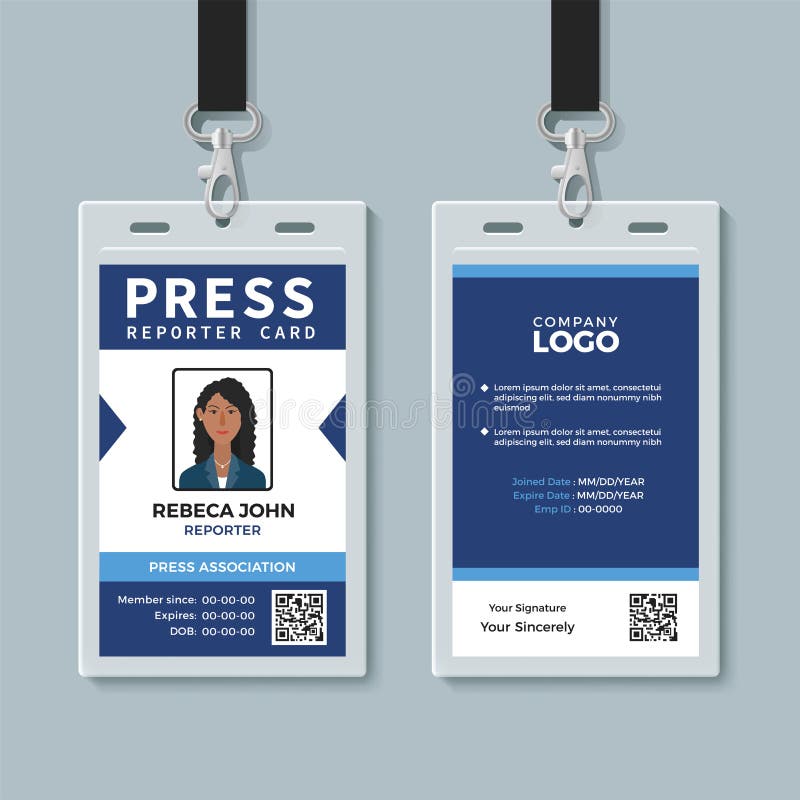 Press Reporter ID Card Template Stock Illustration - Illustration of ...