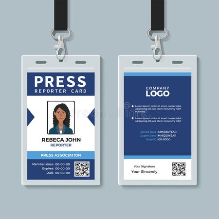 Press Reporter ID Card Template Stock Illustration - Illustration of ...