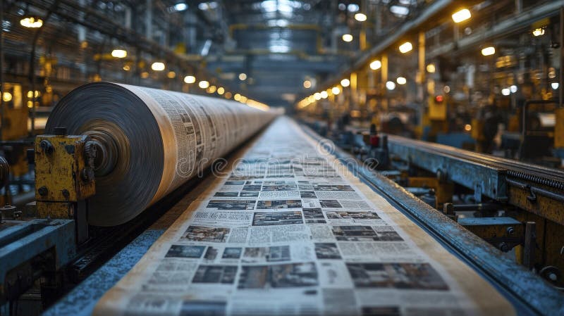 Press Rolled Newspaper in Production at Factory Stock Illustration ...