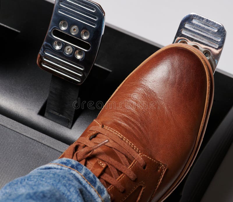 Press Shiny Metal Accelerator Car Pedal Stock Image - Image of jeans ...