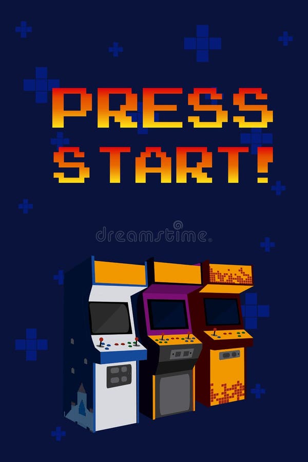 Press start to play arcade stock vector. Illustration of sign - 112784244
