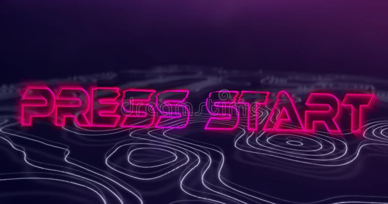Press Start Text Over Topography Against Purple Background Stock ...