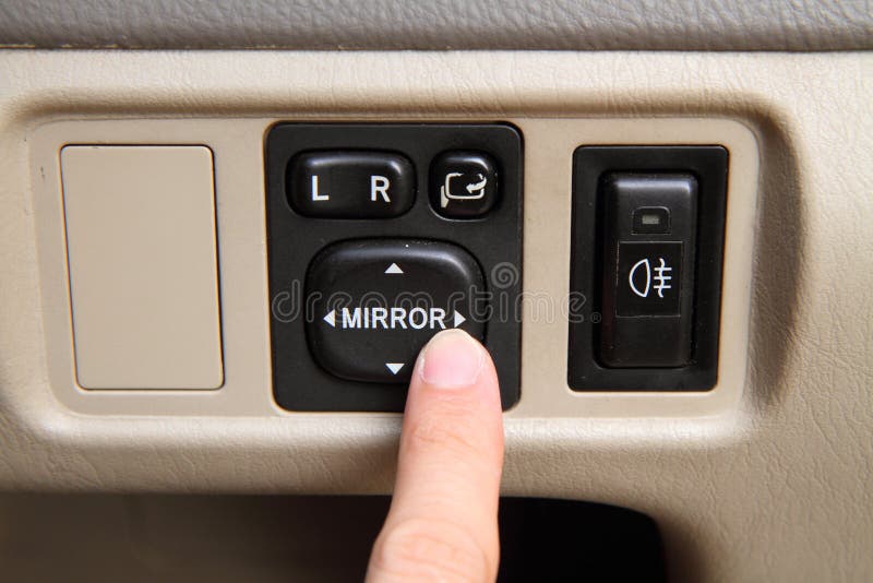 Press the Switch of Side Mirror Stock Photo - Image of auto, equipment ...