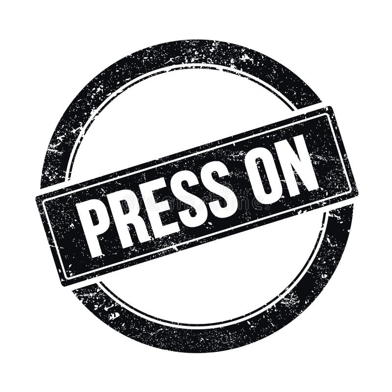 PRESS on Text on Black Grungy Round Stamp Stock Illustration ...