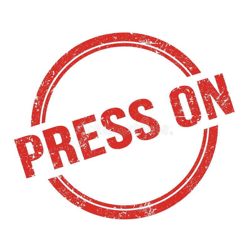 PRESS on Text Written on Red Grungy Round Stamp Stock Illustration ...
