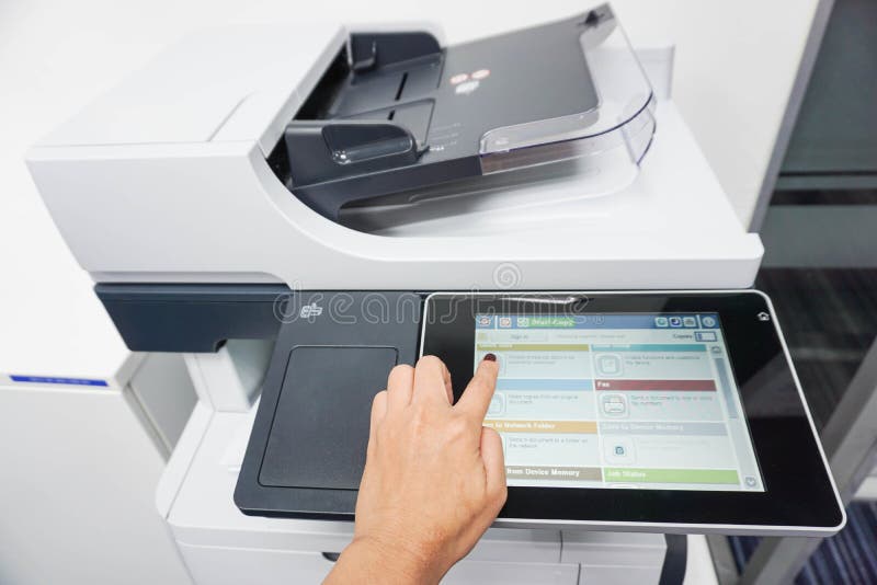 Press the Touch Screen for Printing Stock Image - Image of modern ...