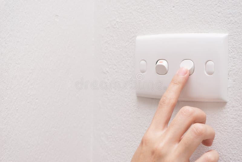 Closeup Finger Press Turn On/off Electric-switch Stock Photo - Image of ...