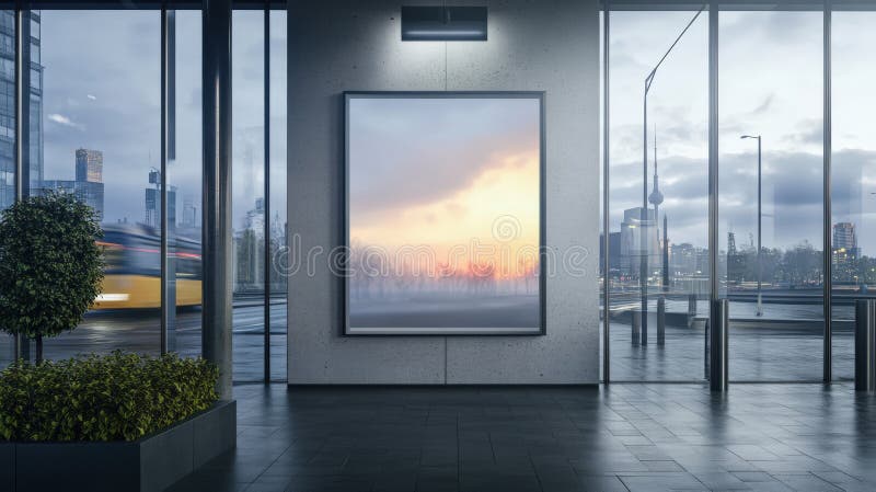 Press Wall Banner Photorealistic Mock-up Stock Photo - Image of frame ...