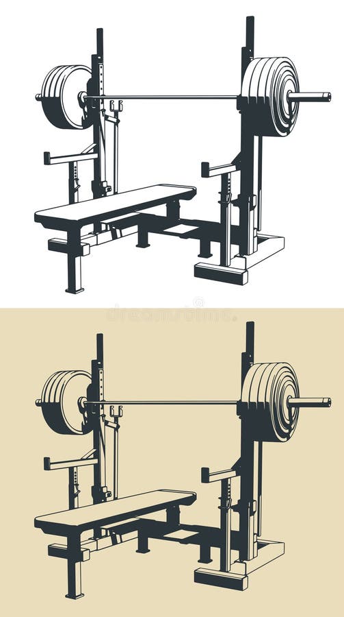 Press Weight Adjustable Squat Rack Bench Illustrations Stock Vector ...