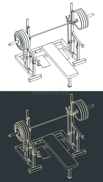 Press Weight Adjustable Squat Rack Bench Isometric Blueprints Stock ...