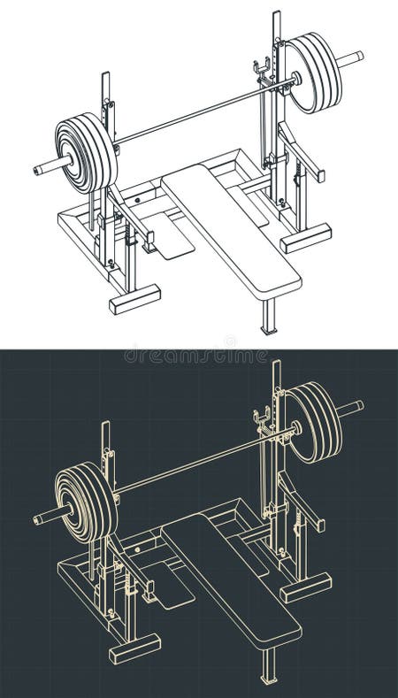 Press Weight Adjustable Squat Rack Bench Isometric Blueprints Stock ...