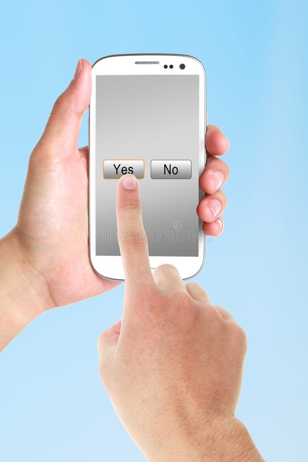 Press Yes on Cell Phone stock image. Image of apps, device - 37762635