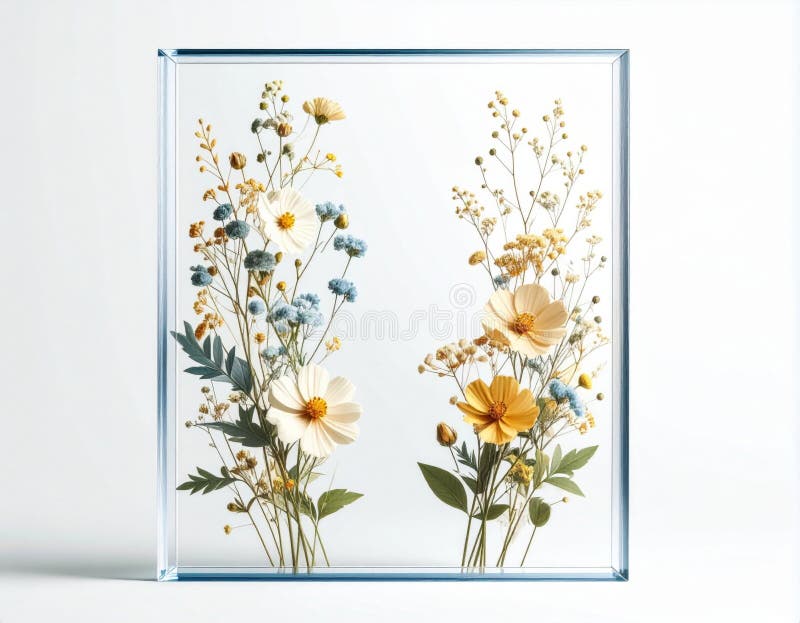 Pressed Flowers in Clear Resin Frame Stock Illustration - Illustration ...