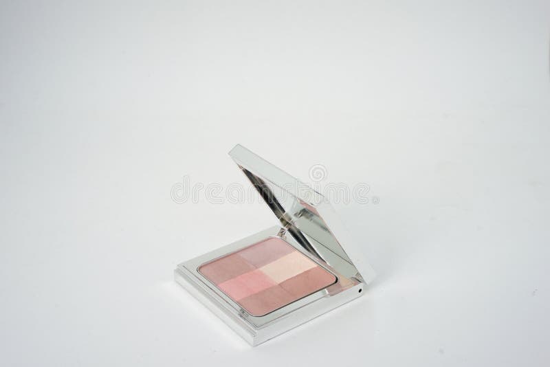 Pressed Powder in Box with Mirror on Isolated White Background with ...