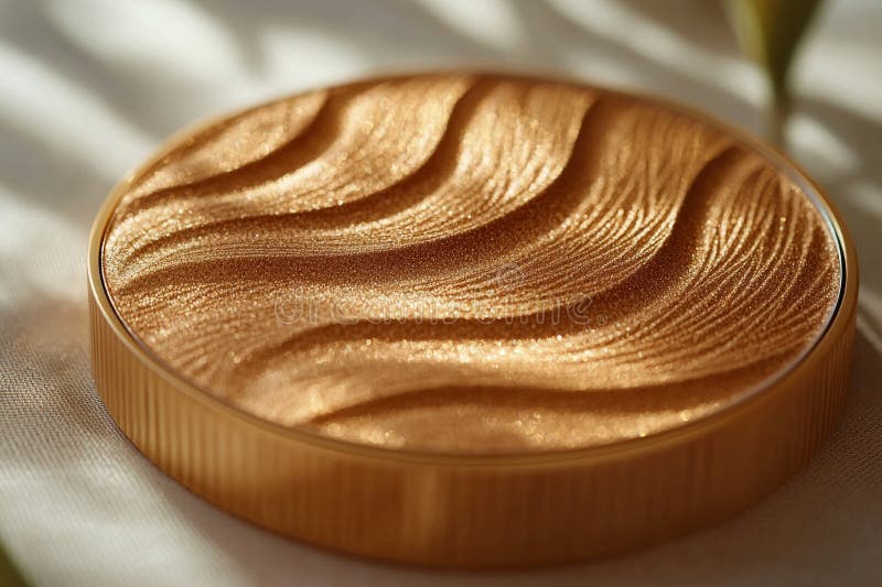 Pressed Powder Featuring Golden Undertones Sits Elegantly on Soft Beige ...