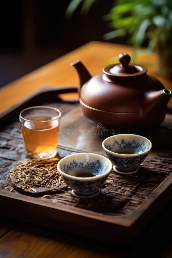 Pressed Puer Tea and Teapot. AI Generated Stock Photo - Image of puerh ...