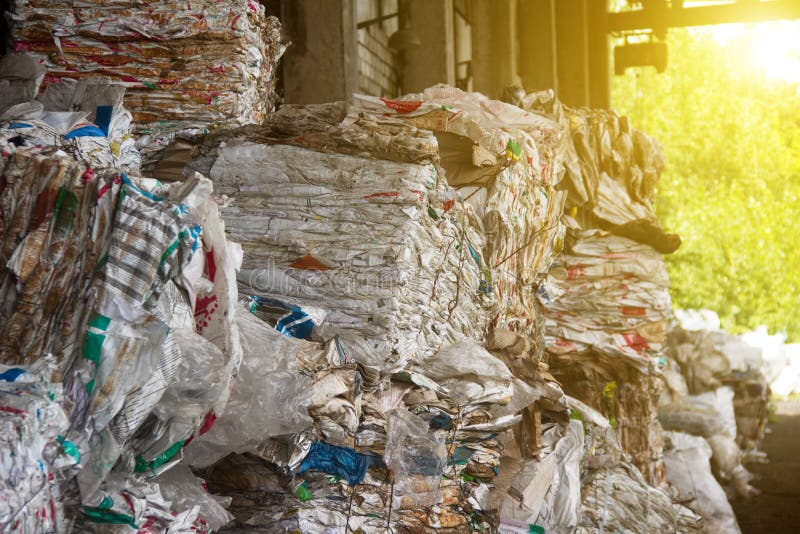 Pressed Rubbish for Further Processing, Sorting and Processing of ...