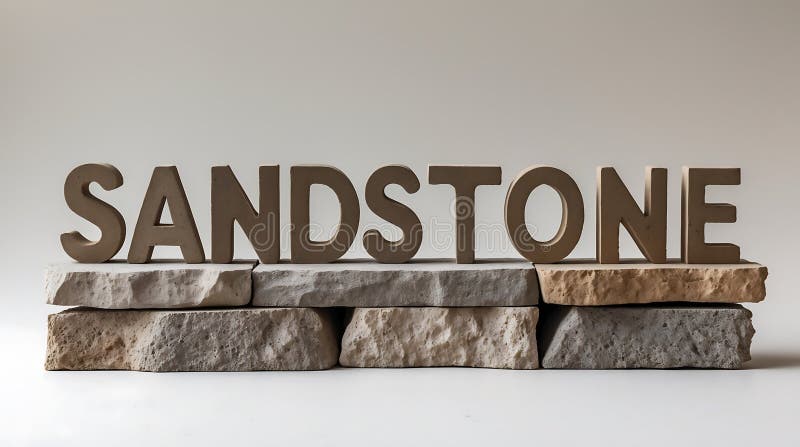 Pressed Sandstone Typography Arranged with Natural Texture on a Neutral ...