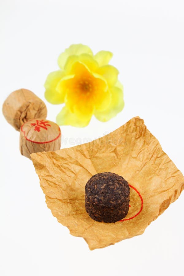 The Pressed Tea Removed Against a Yellow Flower Stock Image - Image of ...