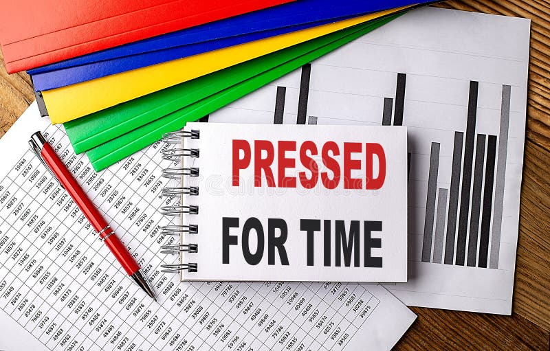 PRESSED for TIME Text on Notebook with Folder on Chart Stock Photo ...