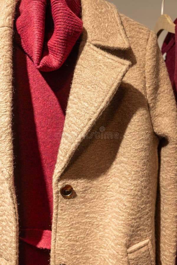 Pressed Wool Coat Hung in a Clothing Store Stock Image - Image of hang ...